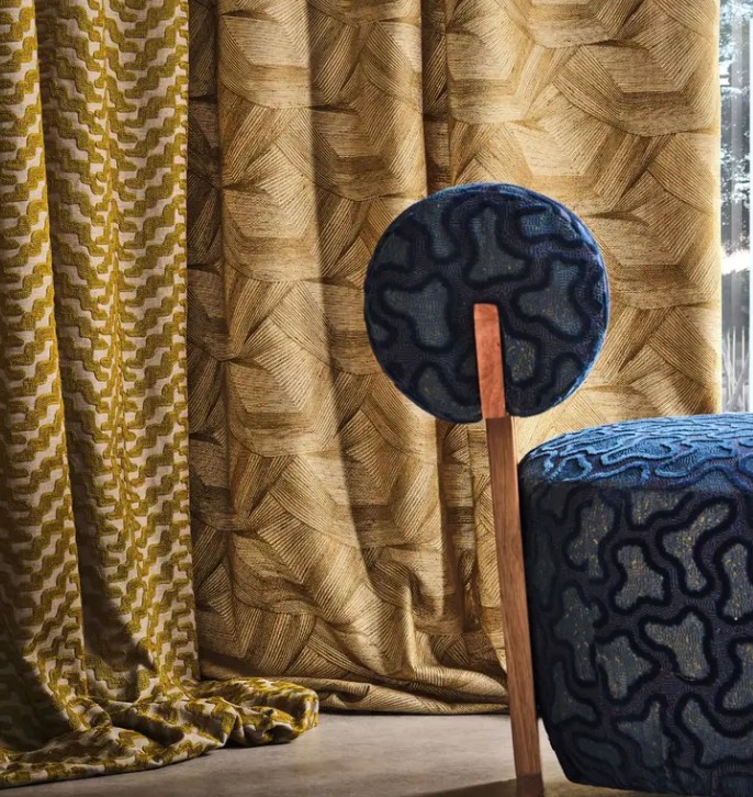 Molten - Lapis/Cinnabar fabric | Defined Momentum Velvets | Harlequin