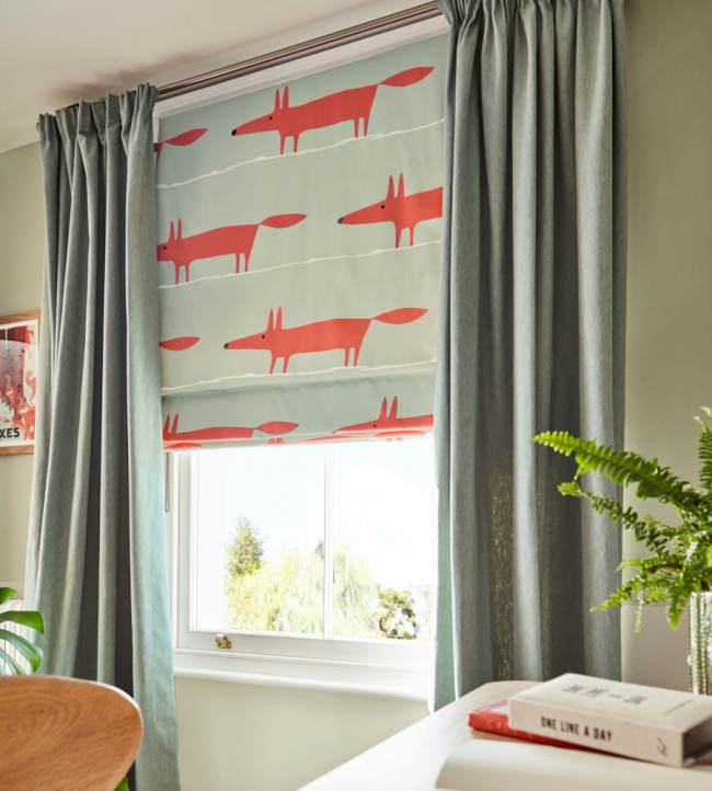 Mr Fox - Sage / Poppy fabric | Mr Fox Fabrics | Scion