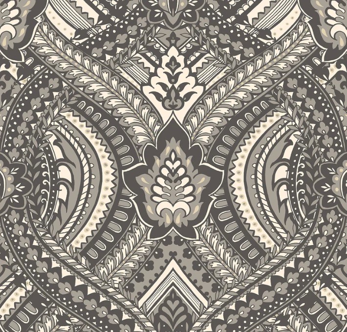 Ogee Damask - Black wallpaper | Elegance | Hoopla Walls