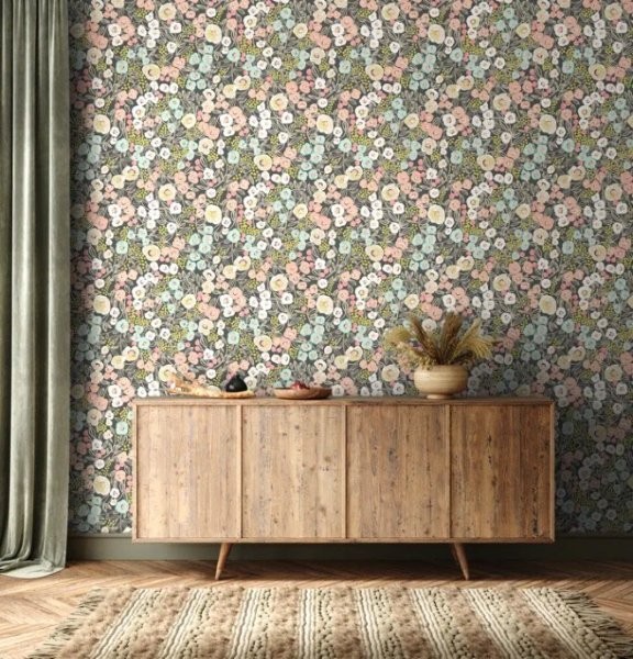 Flora - Midnight Blush wallpaper | Glasshouse Wallpaper | Ohpopsi