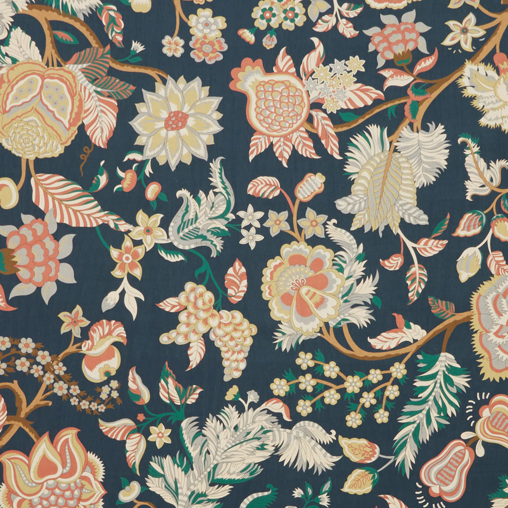 Palampore Trail in Landsdowne Linen - Pewter Blue fabric | The Modern ...