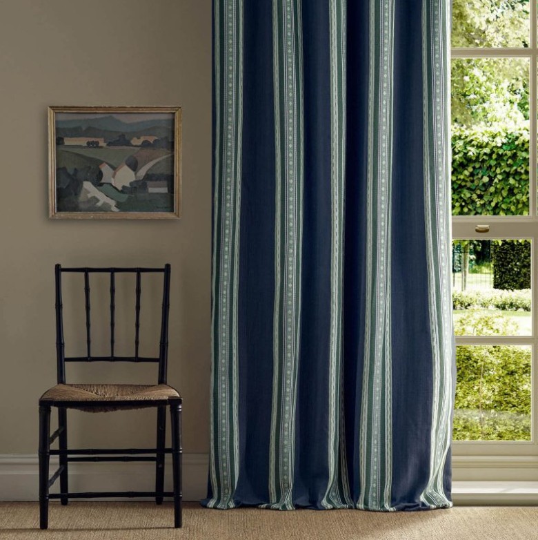 Pimlico Stripe - Indigo/Forest fabric | The Unfinished Works Stripes ...