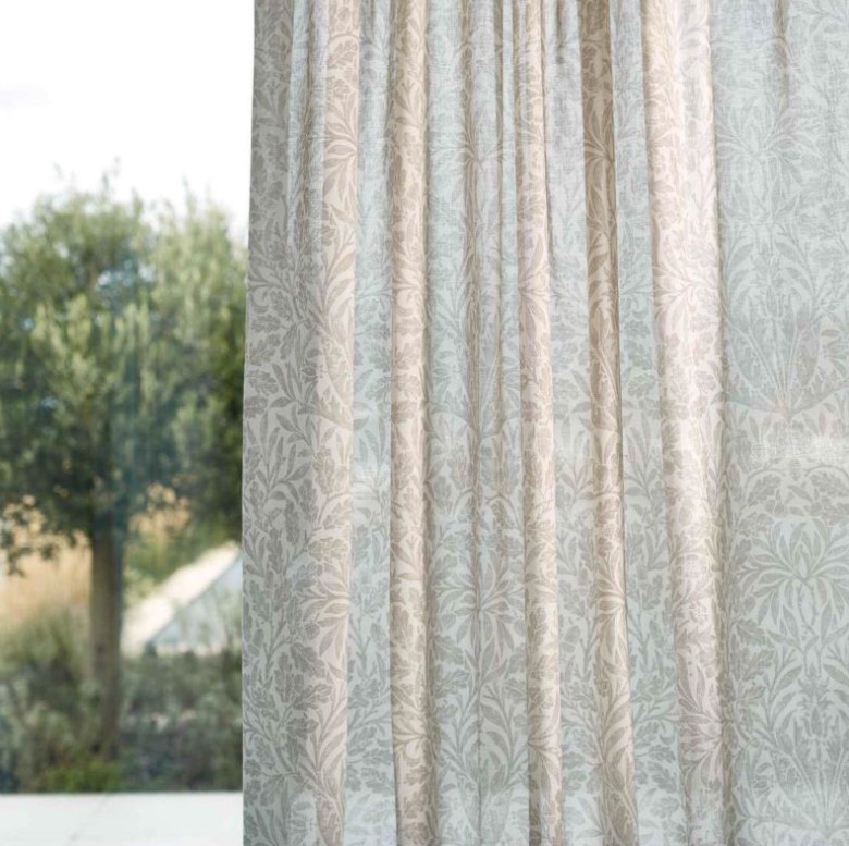 Pure Acorn Sheer - Beige fabric | Simply Wide Width Fabric | Morris & Co