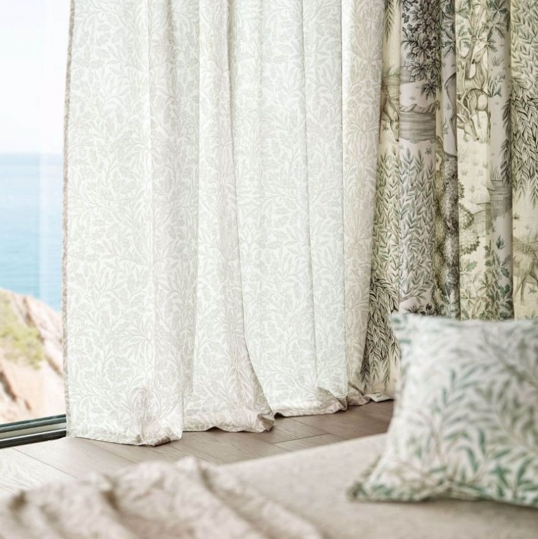Pure Acorn Sheer - Beige fabric | Simply Wide Width Fabric | Morris & Co