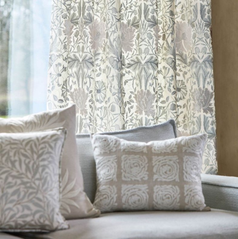 Pure Honeysuckle & Tulip Embroidery - Lightish Grey fabric | Pure ...