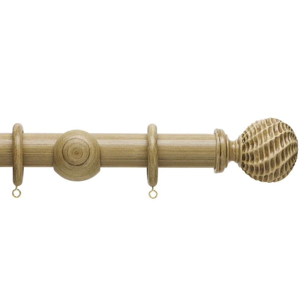 Hallis Origins 45mm Ammonite Shale Wood Pole Kit | Natural Wooden Curtain Pole Kits