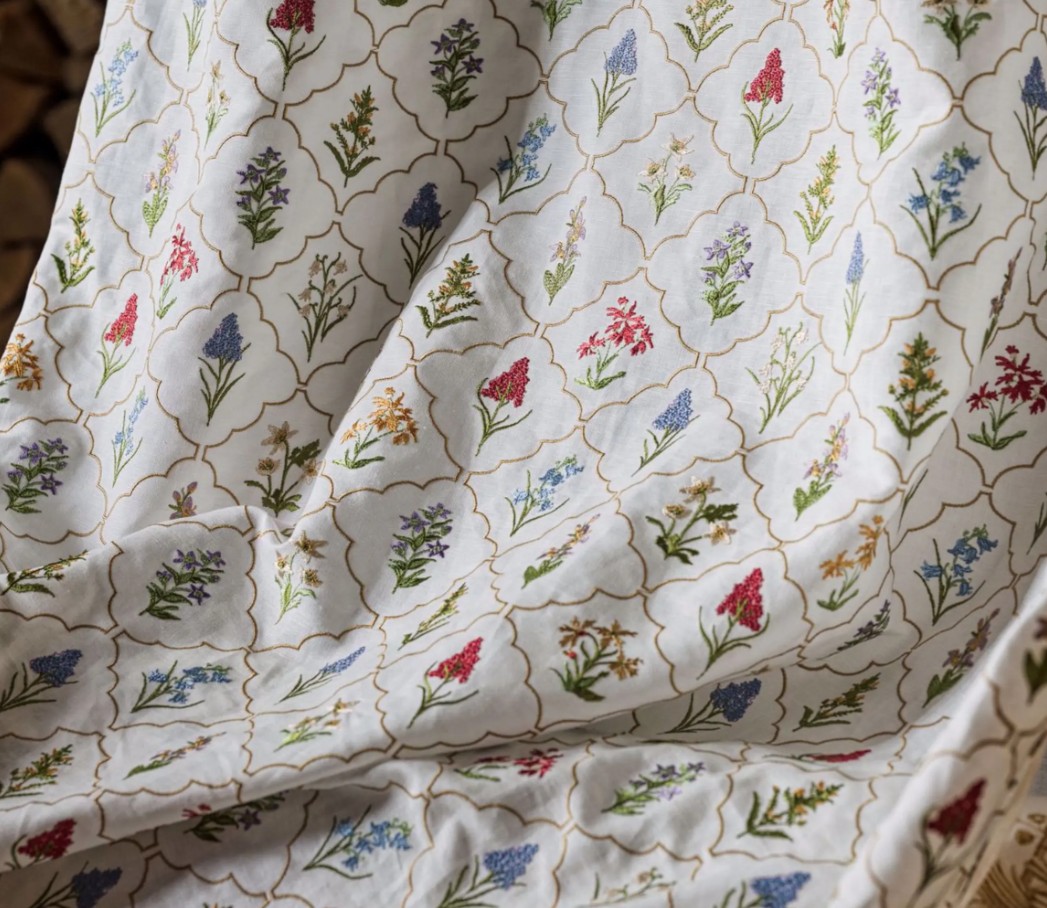 Spring Meadow Embroidery - Chintz fabric | Sanderson x National Trust ...