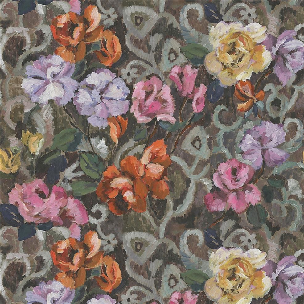 Tapestry Flower - Damson fabric | Tapestry Flower Prints and Panels ...