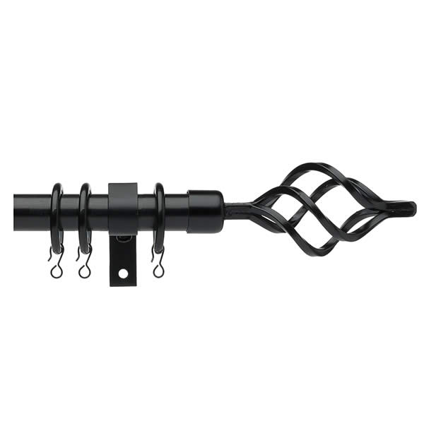 Universal - Black 19mm Metal Cage Pole Kit | Black Metal Curtain Pole Kits