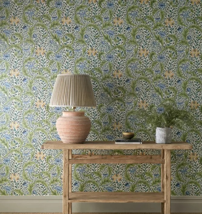 Wild Tulip & Vine - Nettle/Woad wallpaper | The Unfinished Works ...