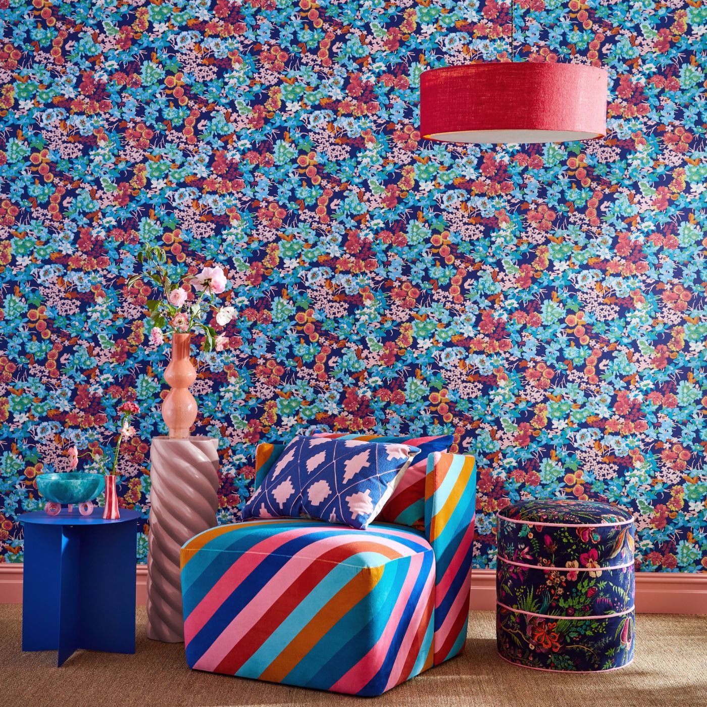 Wonderland Floral - Sapphire/Spinel/Emerald fabric | Harlequin X Sophie ...