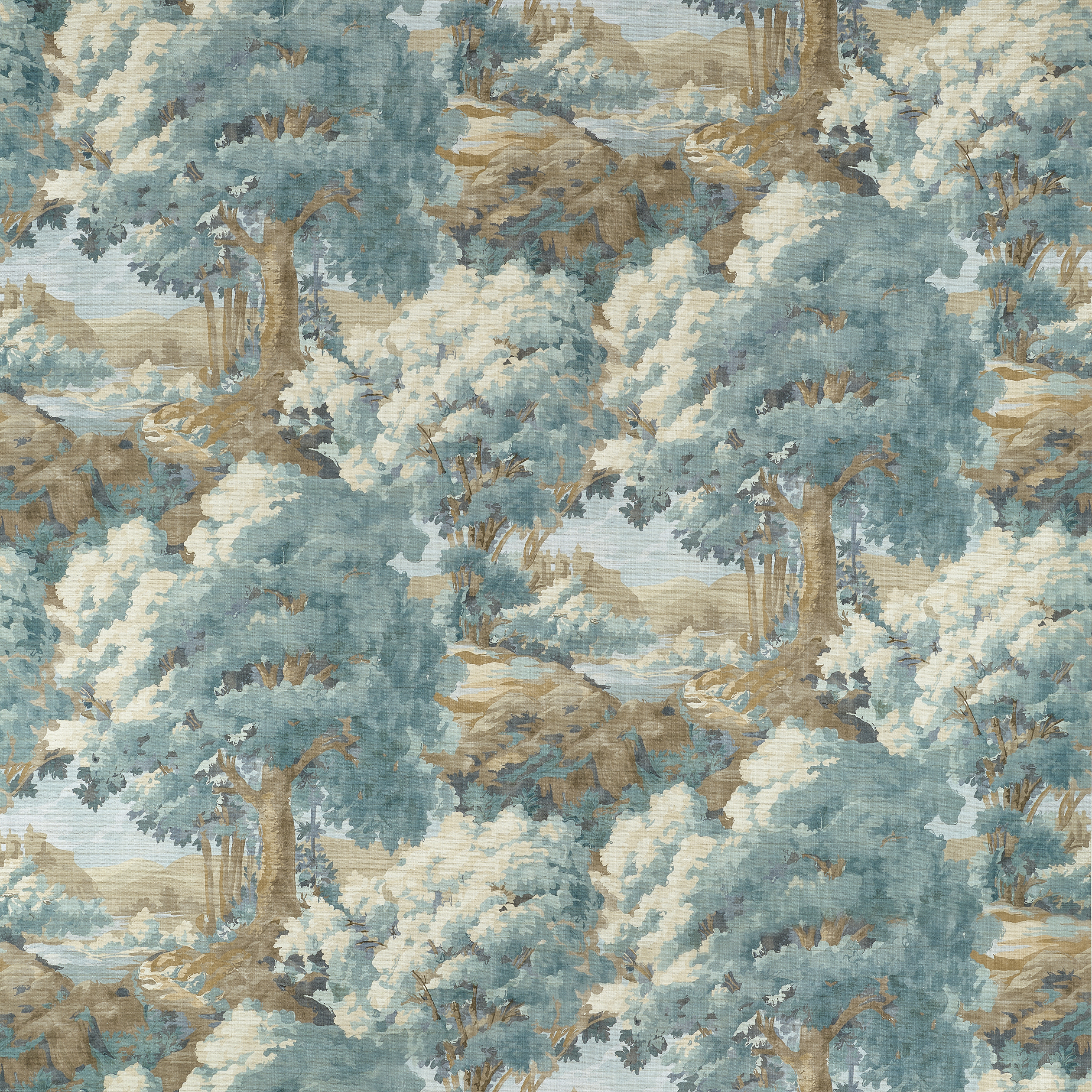Woodland Clearing - Spa Blue fabric | Boxwood | Thibaut